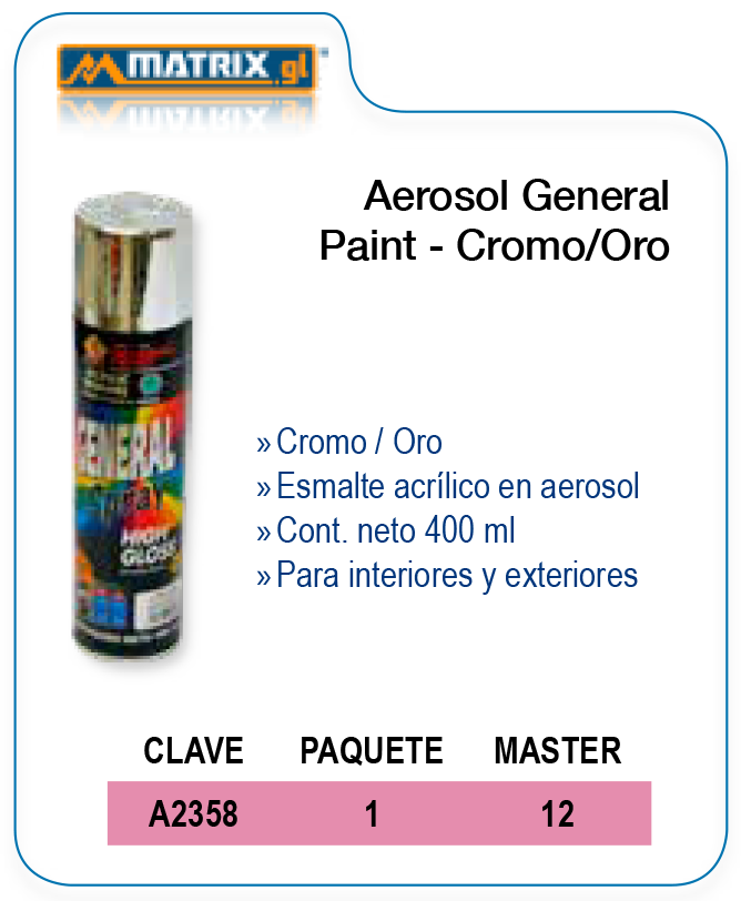 Aerosol General Paint – Cromo/Oro | Electroferretera Gamma